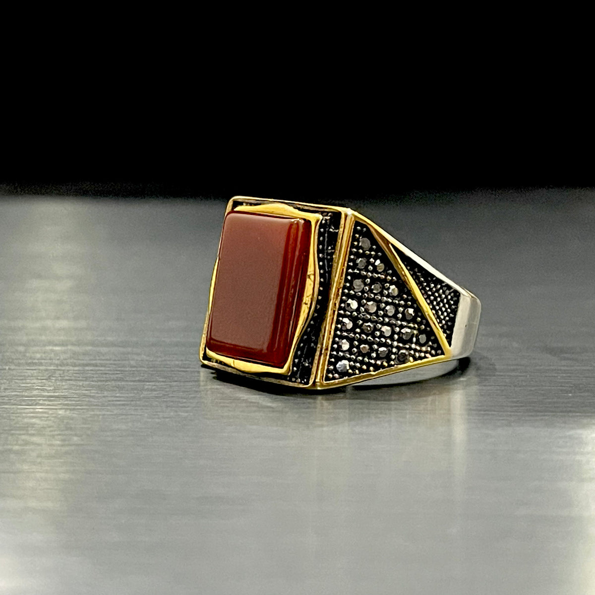 Red Square Stone Turkish Titanium Ring Online In Pakistan | Dapper Shop ...