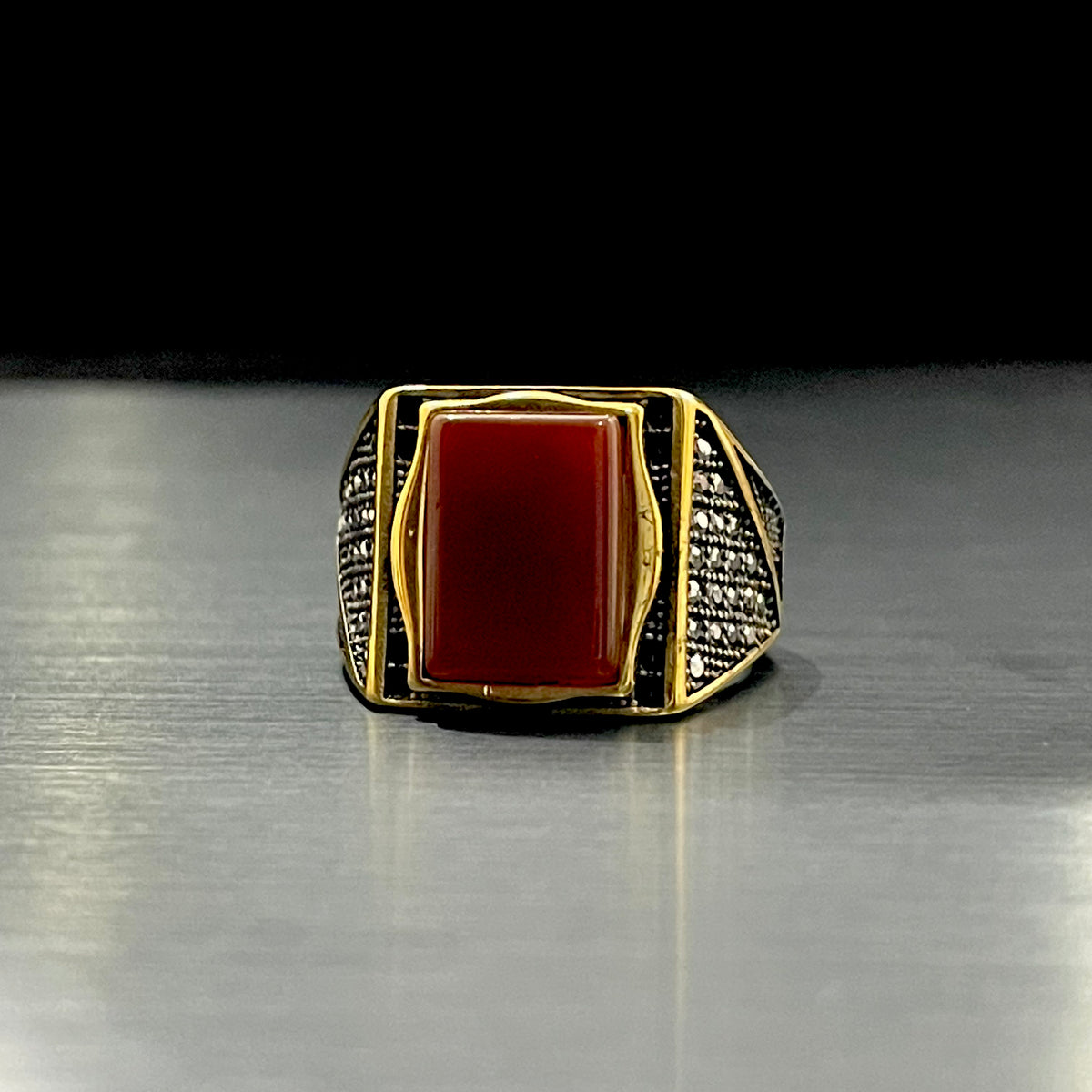 Red Square Stone Turkish Titanium Ring Online In Pakistan | Dapper Shop ...
